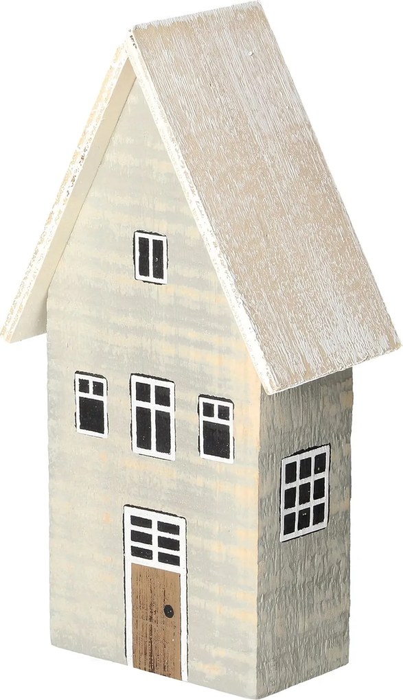 Dekorace Snow House 19cm bílá šedá