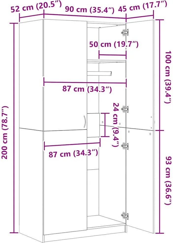 vidaXL Marketos Šatní skříň dub sonoma 90 x 52 x 200 cm kompozitní dřevo