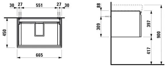 Laufen Pro S Skříňka pod umyvadlo 66,5 x 45 cm, bílá lesk H4834510964751