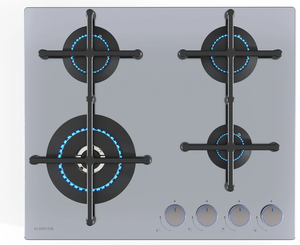 Klarstein Illuminosa 4 plynová varná deska 4 hořáky Sabaf hořák z nerezové oceli