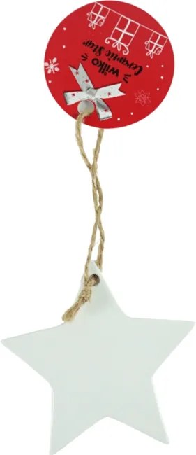 Keramická vánoční ozdoba CLAY STAR 8 cm, bílá