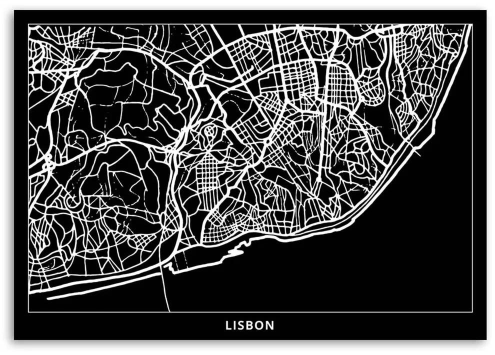 Obraz na plátně Plán města Lisabon - 60x40 cm