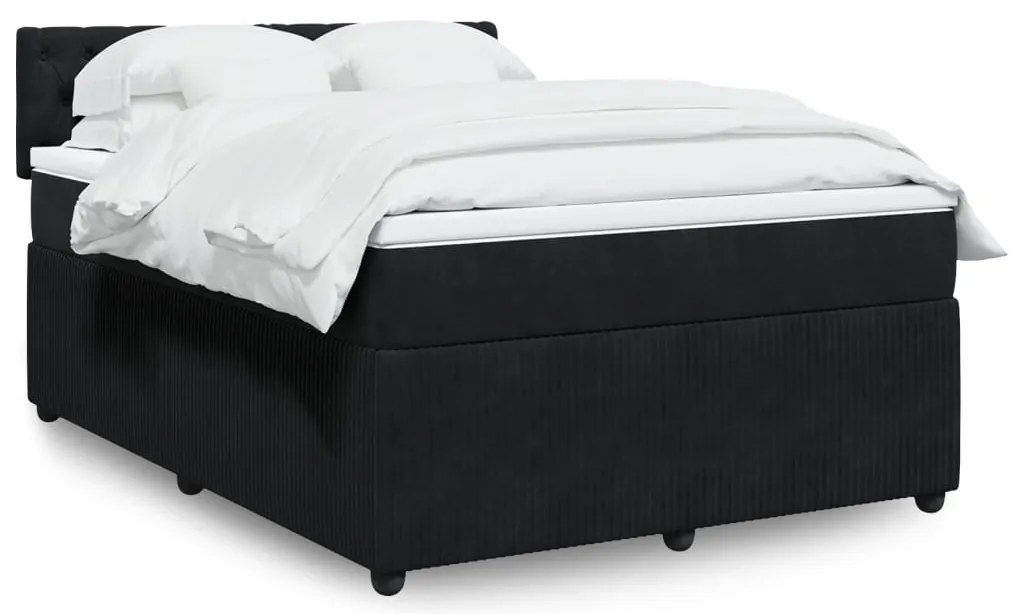 Box spring postel s matrací černá 140x200 cm samet 3287766