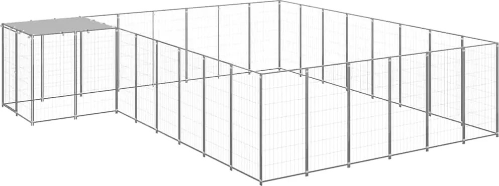vidaXL Psí kotec stříbrný 15,73 m² ocel