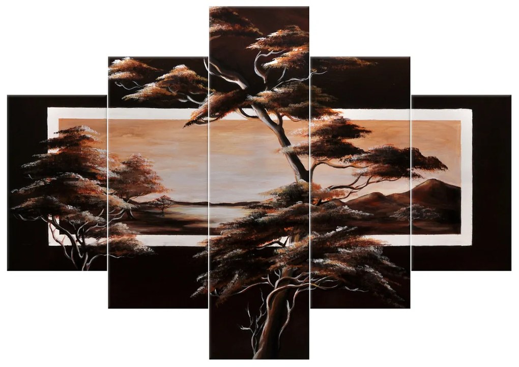 Gario Ručně malovaný obraz Africká země - 5 dílný Rozměry: 150 x 70 cm