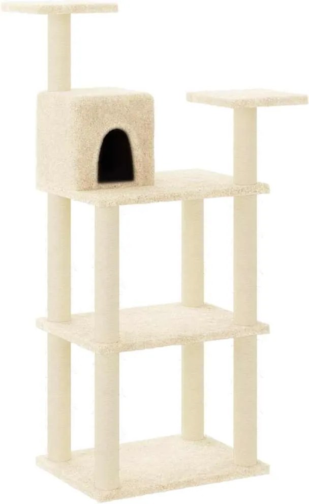 Škrabadlo pro kočky se sisalovými sloupky krémové 118,5 cm 171427