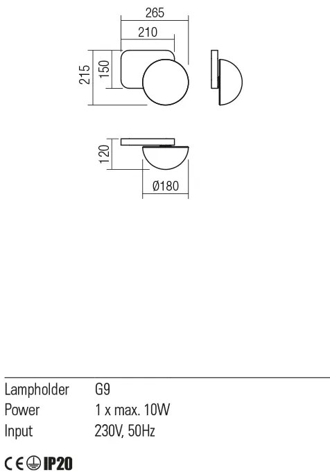 Redo Nástěnné svítidlo Lumien, ø18cm