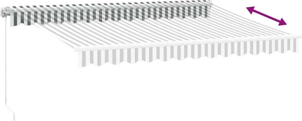 Ručně zatahovací markýza antracitová a bílá 350 x 250 cm 3216036