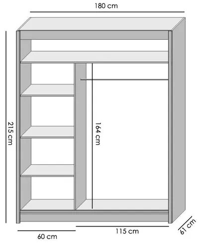 Šatní skříň Pop 2 - 180x215x60 cm (bílá/dub sonoma)