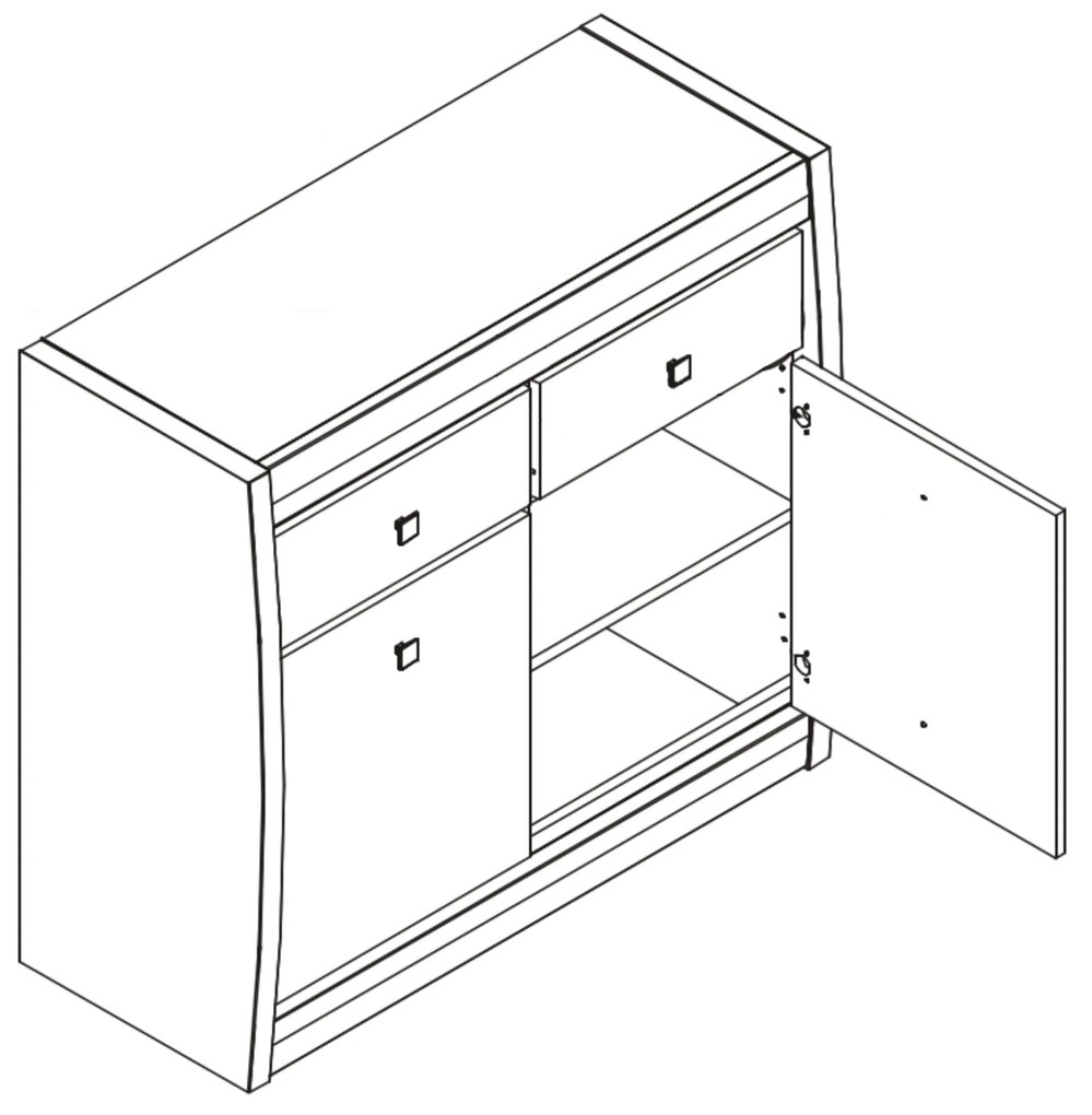 Sconto Komoda MALLORCA FR4 ořech tmavý/dub milano