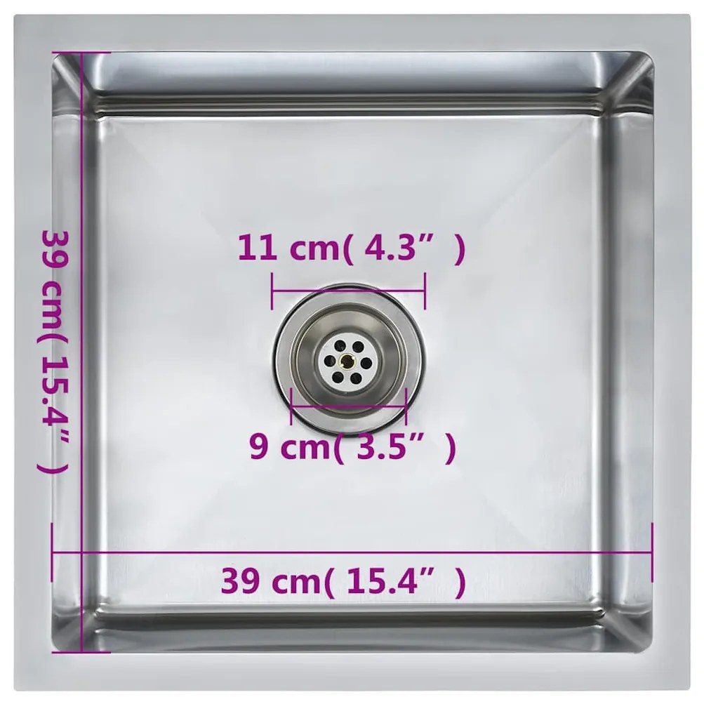 vidaXL Marketos Ručně vyrobený kuchyňský dřez nerezová ocel