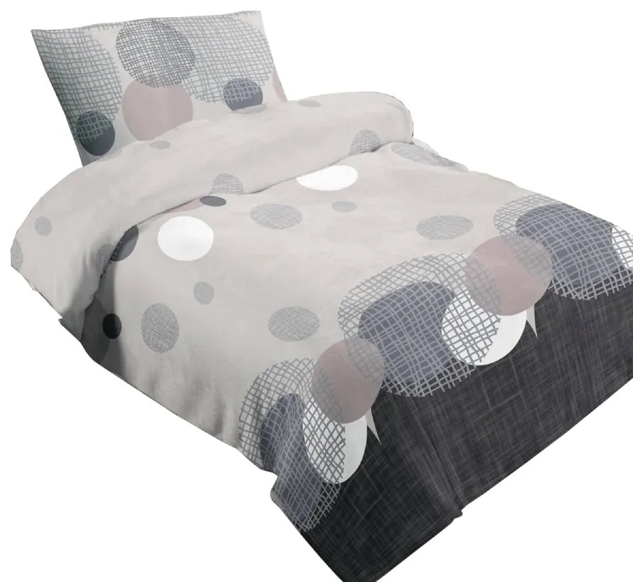 Jahu 3-dílné ložní povlečení Pompas / mikroplyš / 2 ks 70 x 90 cm / 220 x 200 cm / 100% polyester / béžová / šedá