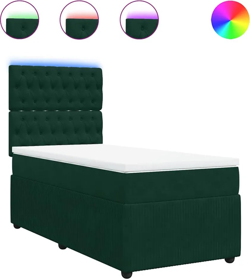 Box spring postel s matrací tmavě zelená 90x190 cm samet 3294523