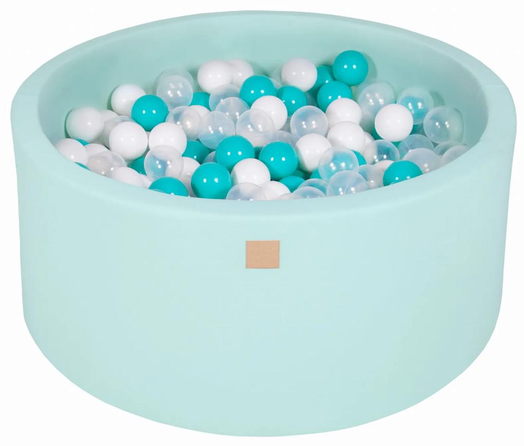 Suchý bazének s míčky 90x40cm s 300 míčky, mintová: tyrkysová, bílá, transparentní