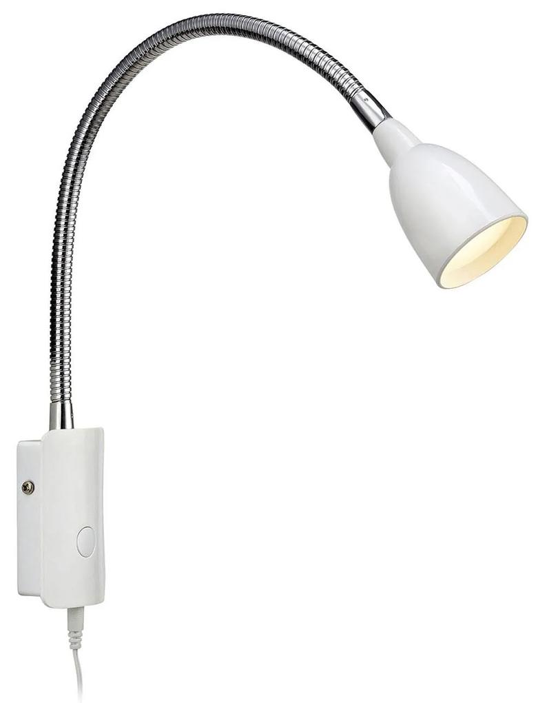 LED nástěnné světlo Tulip, kabel a zástrčka, bílá
