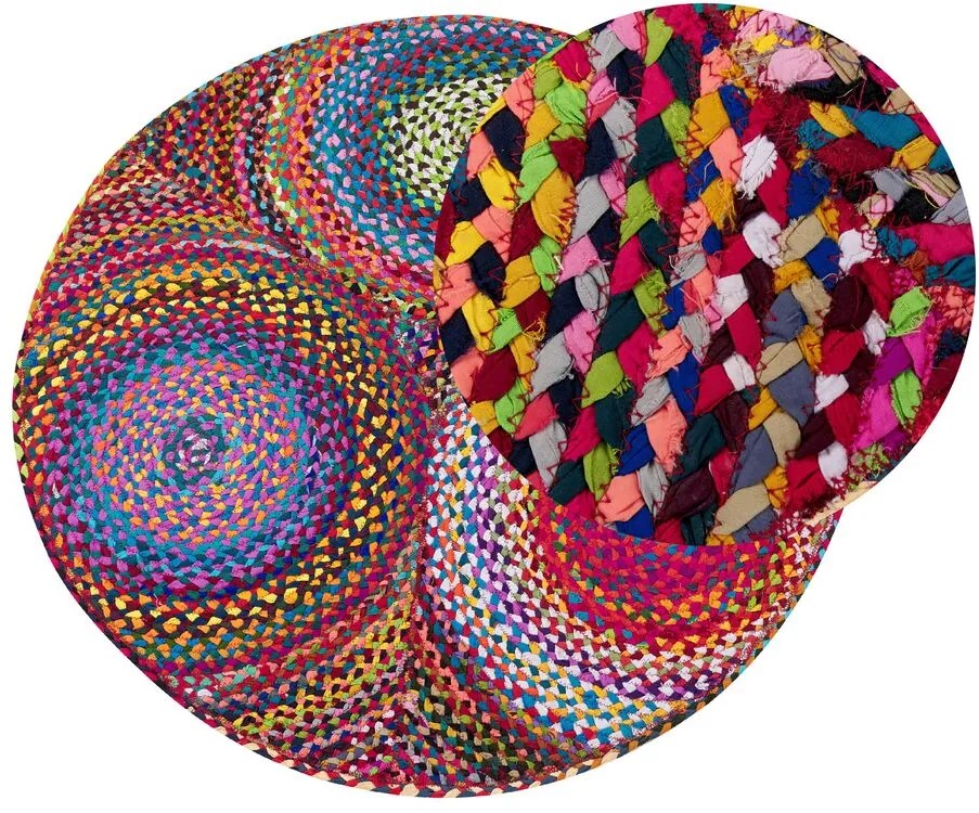 Kulatý bavlněný koberec ⌀ 140 cm vícebarevný LADIK Beliani