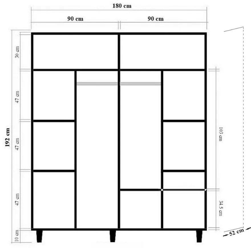 Designová šatní skříň Vallissa II 192 cm vzor dub