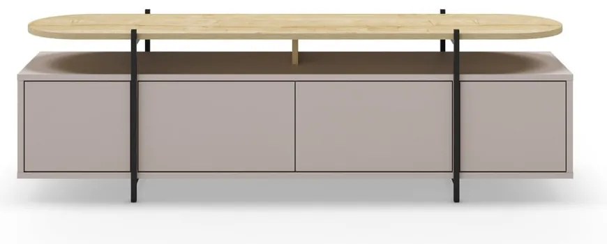 Šedo-béžový TV stolek v dekoru dubu 160x48 cm Hinoa – Marckeric