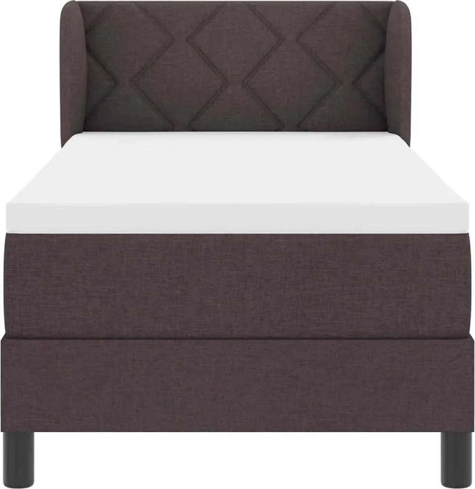 Postel s boxspringem s čelo Tmavě hnědá 80 x 200 cm textil 3340055