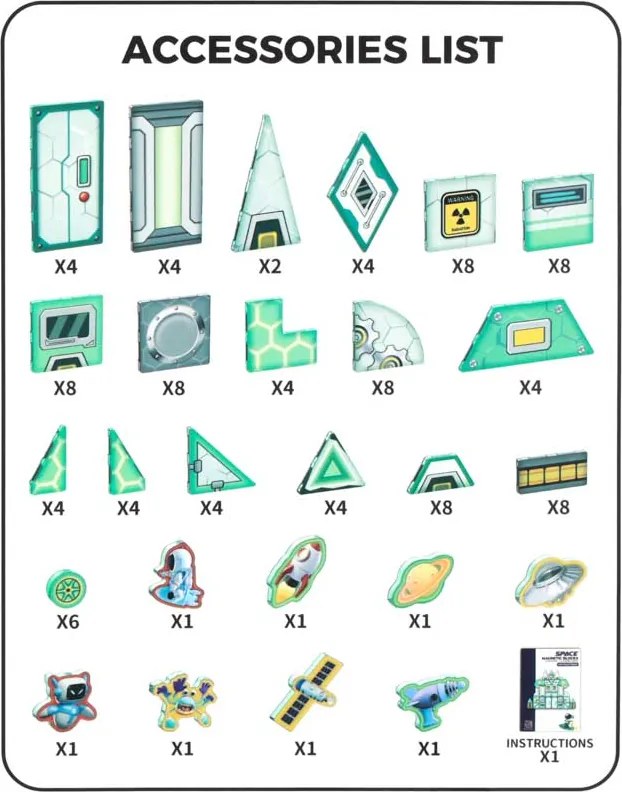 Creative Corner Magnetické stavební bloky vesmírné stanice 108 prvků