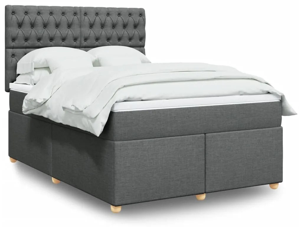 Box spring postel s matrací tmavě šedý 140 x 190 cm textil 3291283