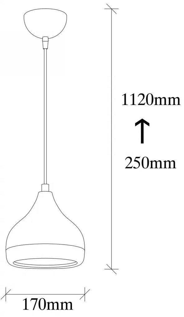 Závěsný lustr Yildo II černo-měděný
