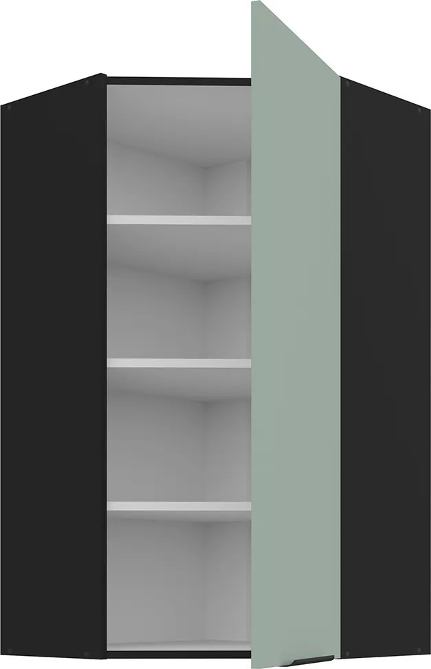 ARIA sc | horní kuchyňská skříňka 60x60 GN-108 1F (45°) rohová s policemi | 60x60 cm | EXTRA VYSOKÁ | černá/aquamarine
