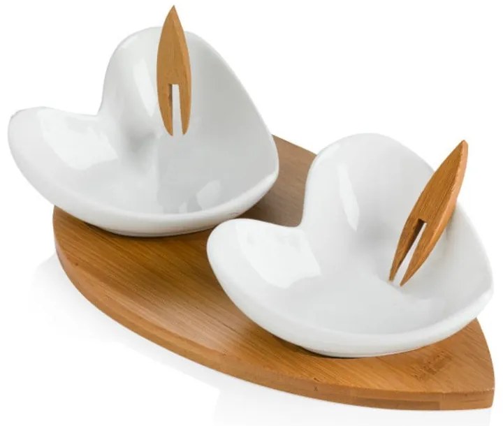 Bílé porcelánové/bambusové servírovací misky v sadě 2 ks Appetizers – Brandani