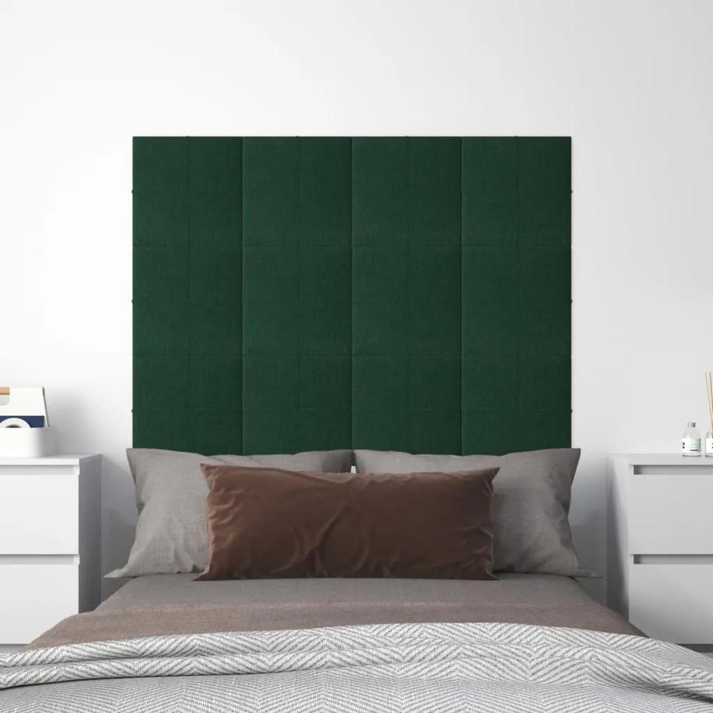 vidaXL Nástěnné panely 12 ks 30 x 30 cm textil 1,08 m² [344035] Barva: Tmavě zelená