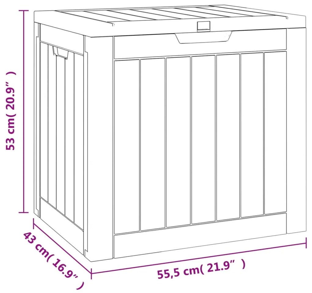 Zahradní úložný box šedý 55,5 x 43 x 53 cm polypropylen