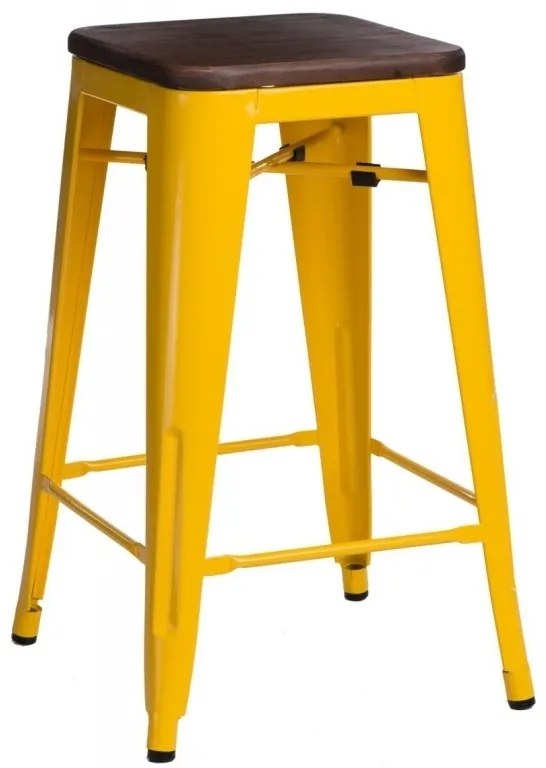 Barová židle Tolix 75, žlutá/ořech