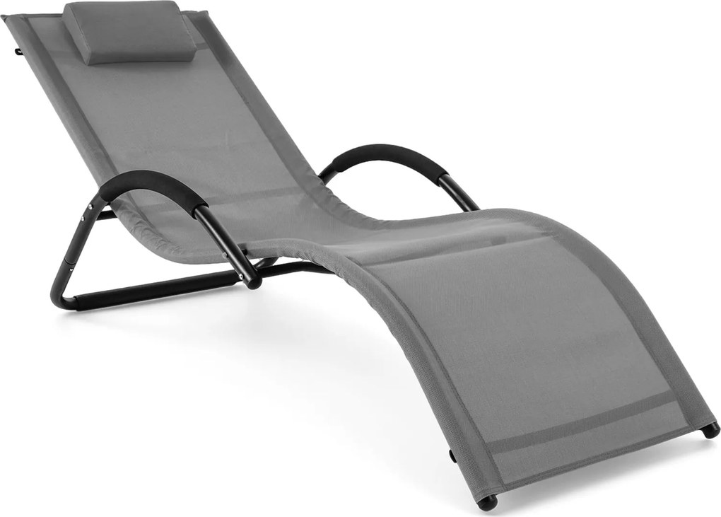 Costway Lehátko, ergonomické zahradní lehátko s odnímatelným polštářem, lehátko