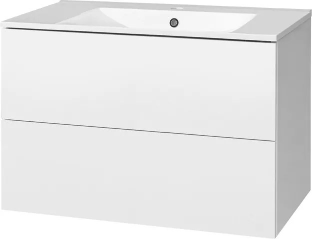 Mereo Mereo, Aira, koupelnová skříňka s keramickým umyvadlem 81 cm, bílá, dub, šedá, CN711