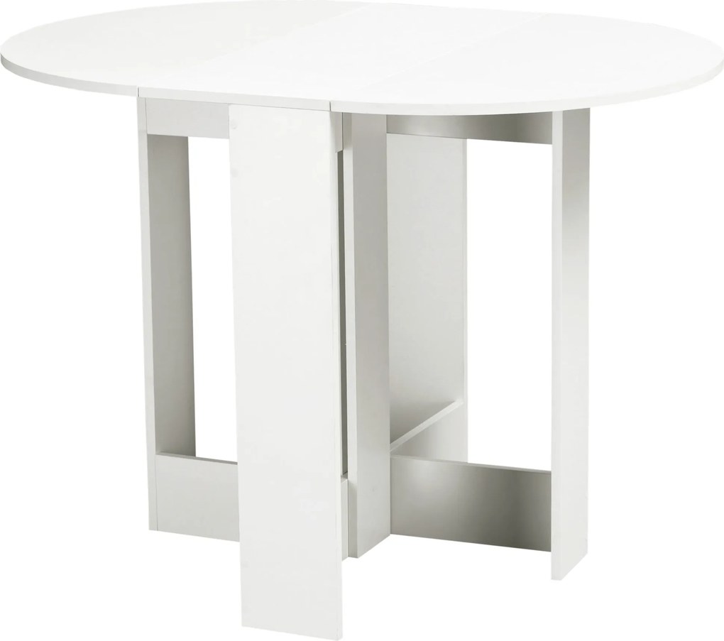 Skládací jídelní stůl HOMCOM s 2 sklápěcími křídly, skládací stůl pro 2-4 osoby 104x76x73,7 cm Bílý | Aosom