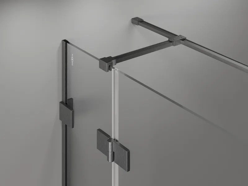 Mexen Lunar T, výklopný sprchový kout pravý 135 x 100 cm, 8mm čiré sklo, profil grafit broušený, 834T-135-100-66-00-P