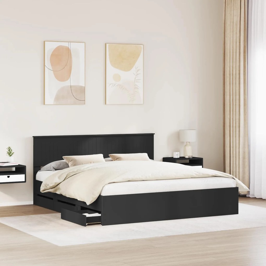 Rám postele se zásuvkou Černá 180 x 200 cm Inženýrské dřevo 3410680