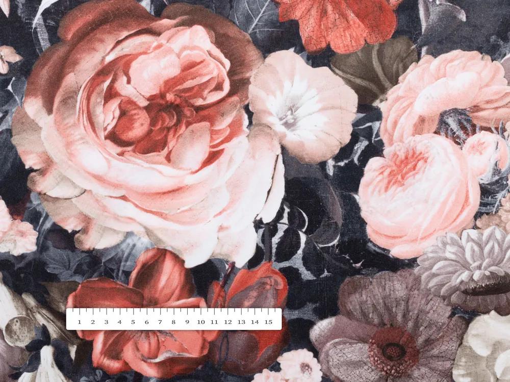 Biante Sametový povlak na polštář s lemem Tamara TMR-018 Červené květy 45 x 45 cm