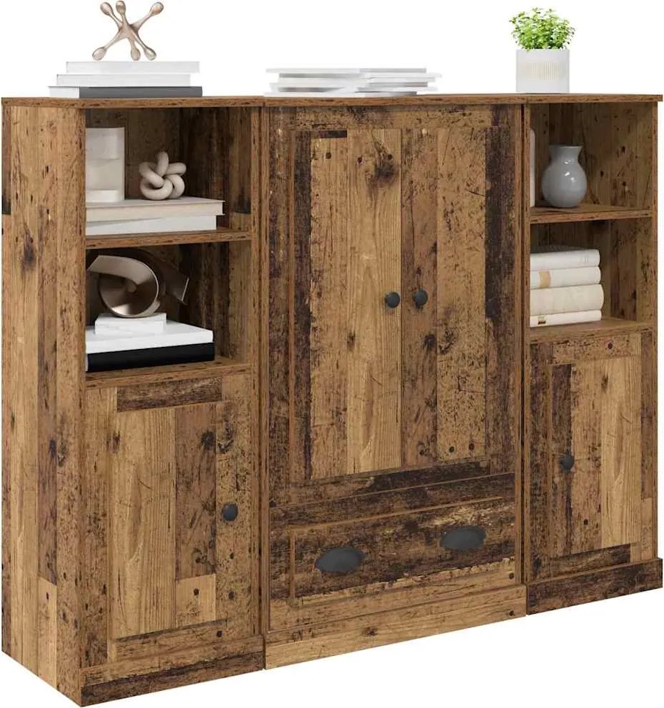 Vysoký bufet 3 ks Staré dřevo 132 x 35,5 x 103,5 cm 3402674