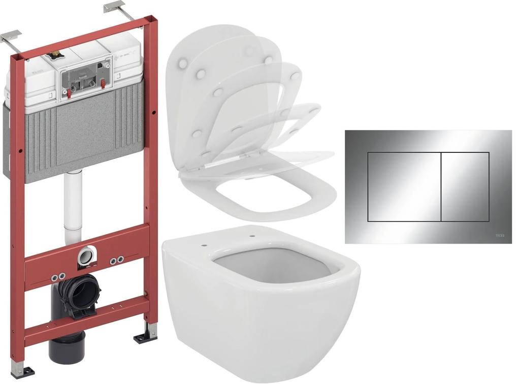 Set záchodová mísa Ideal Standard Tesi T007901, záchodové prkénko Ideal Standard Tesi T352701, 9240401