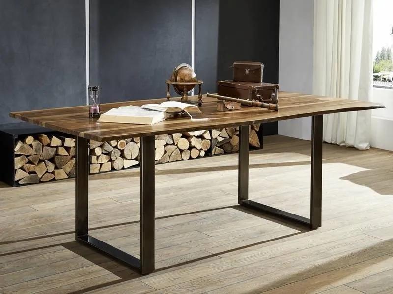 Bighome - ROUND Jedálenský stôl METALL 200x100cm, indický palisander