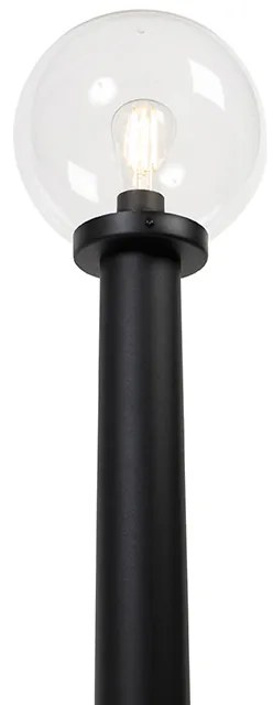 Venkovní sloupková lampa černá s čirou koulí 100 cm IP44 - Sfera