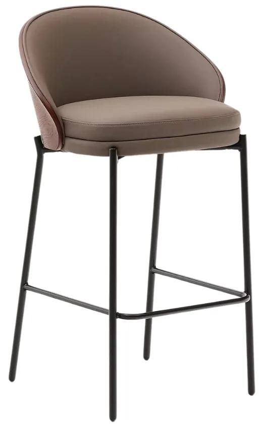 Hnědá koženková barová židle Kave Home Eamy 65 cm