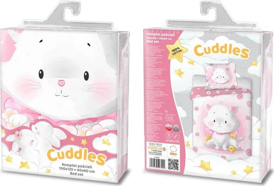 Dětské bavlněné povlečení do postýlky 135x100 cm CUDDLES - Kočička