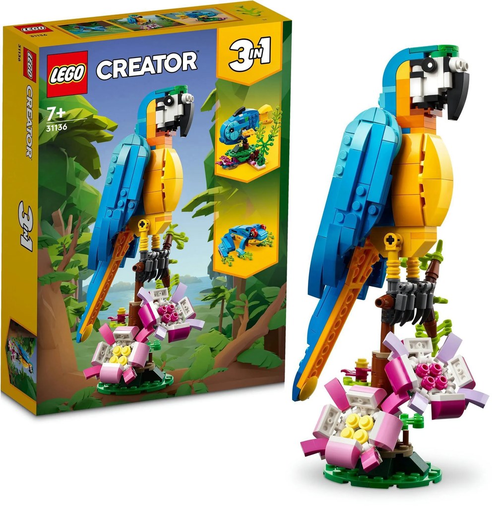 Lego stavebnice lego creator 3 v 1 31136 exotický papoušek