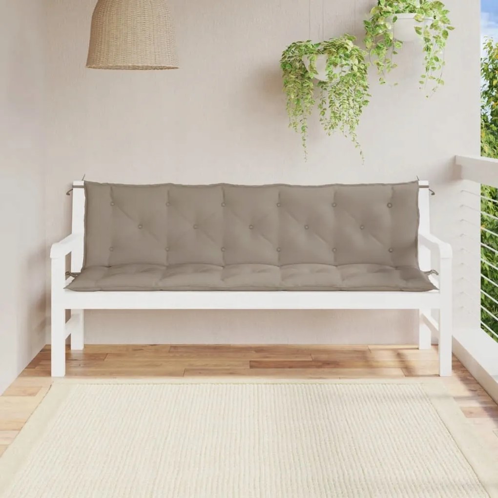 Podušky Na Zahradní Lavici 2 Ks Vzor Listů Oxford Taupe 180 x 50 x 7 cm