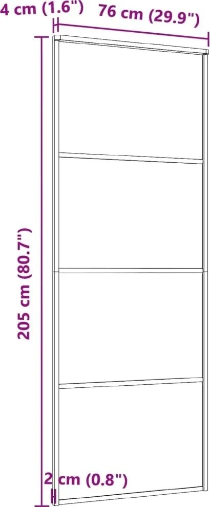 vidaXL Posuvné dveře 76 x 205 cm čiré ESG sklo a hliník [151656] Barva: zlatá