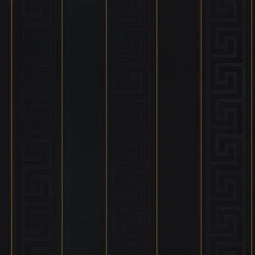 Vliesové tapety na zeď Versace III 93524-4, rozměr 10,05 m x 0,70 m, řecký klíč černý se zlatými proužky, A.S. Création