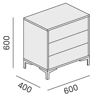 Kancelářská komoda LAYERS, 3 zásuvky, pevná podnož, dub přírodní / dub mořený
