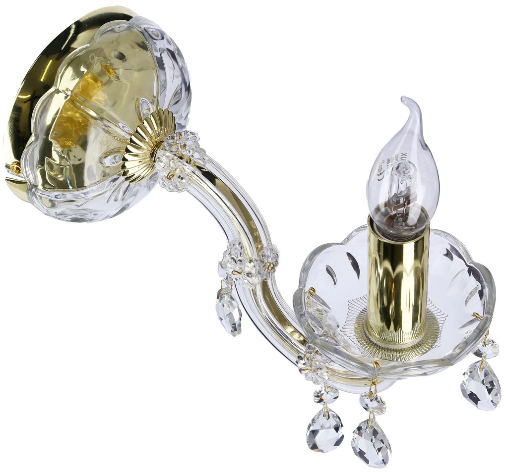 Zlaté křišťálové nástěnné svítidlo Maria Teresa pro žárovku E14  - Candellux