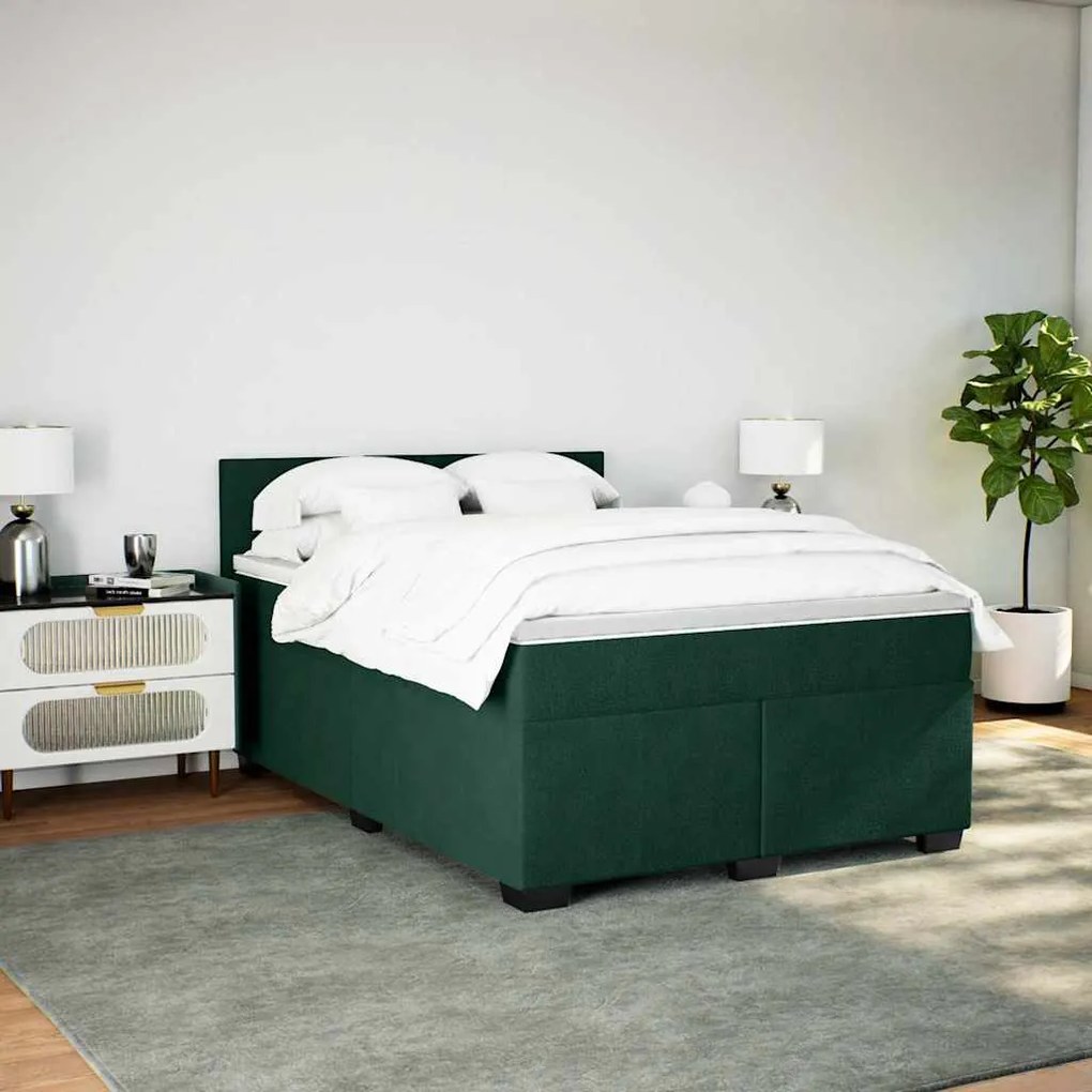 Box spring postel s matrací tmavě zelená 160x200 cm samet 3288651